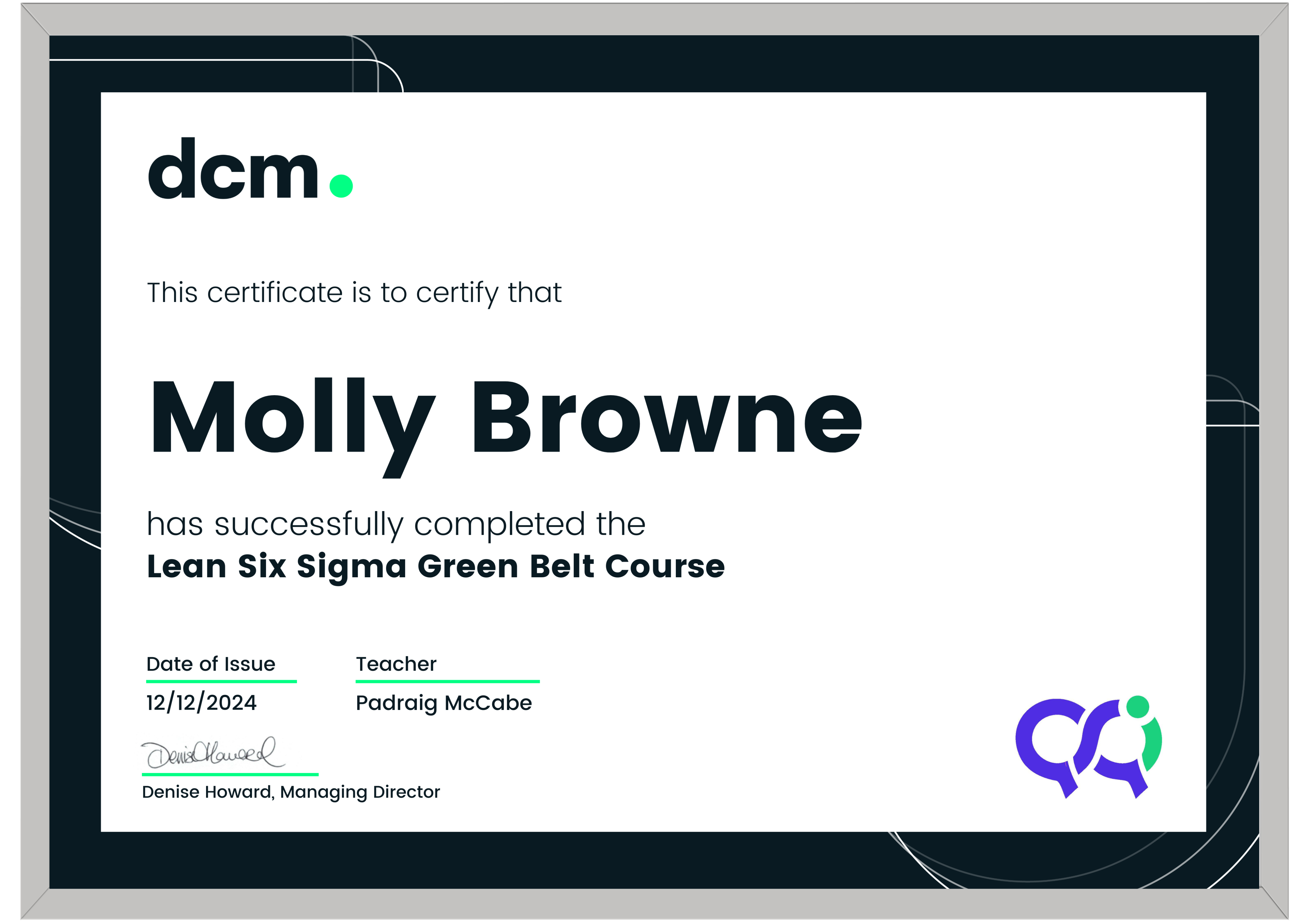 Certified Lean Six Sigma Green Belt